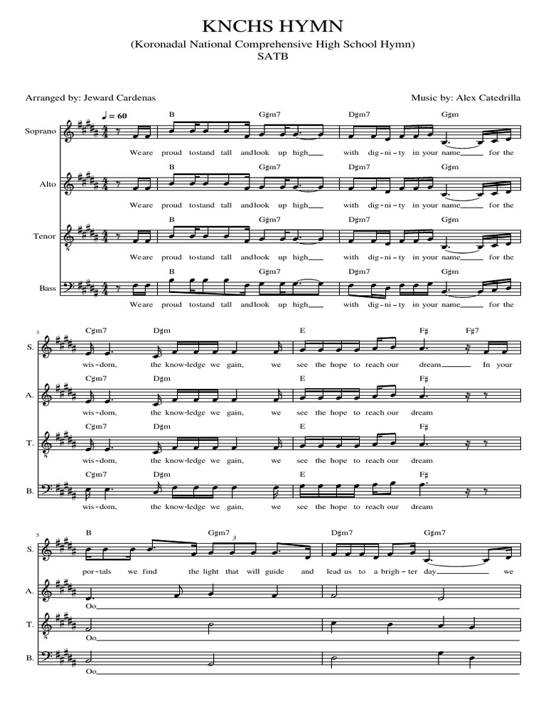 KNCHS Hymn Satb | PDF | Vocal Music | Elements Of Music