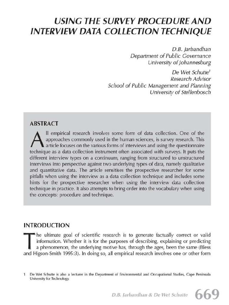 Using The Survey Procedure and Interview | PDF | Quantitative Research ...