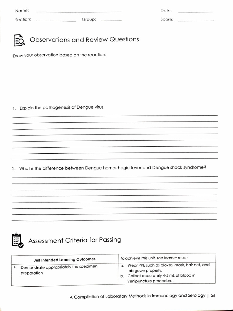 Dengue Worksheet | PDF | Serology | Immunology
