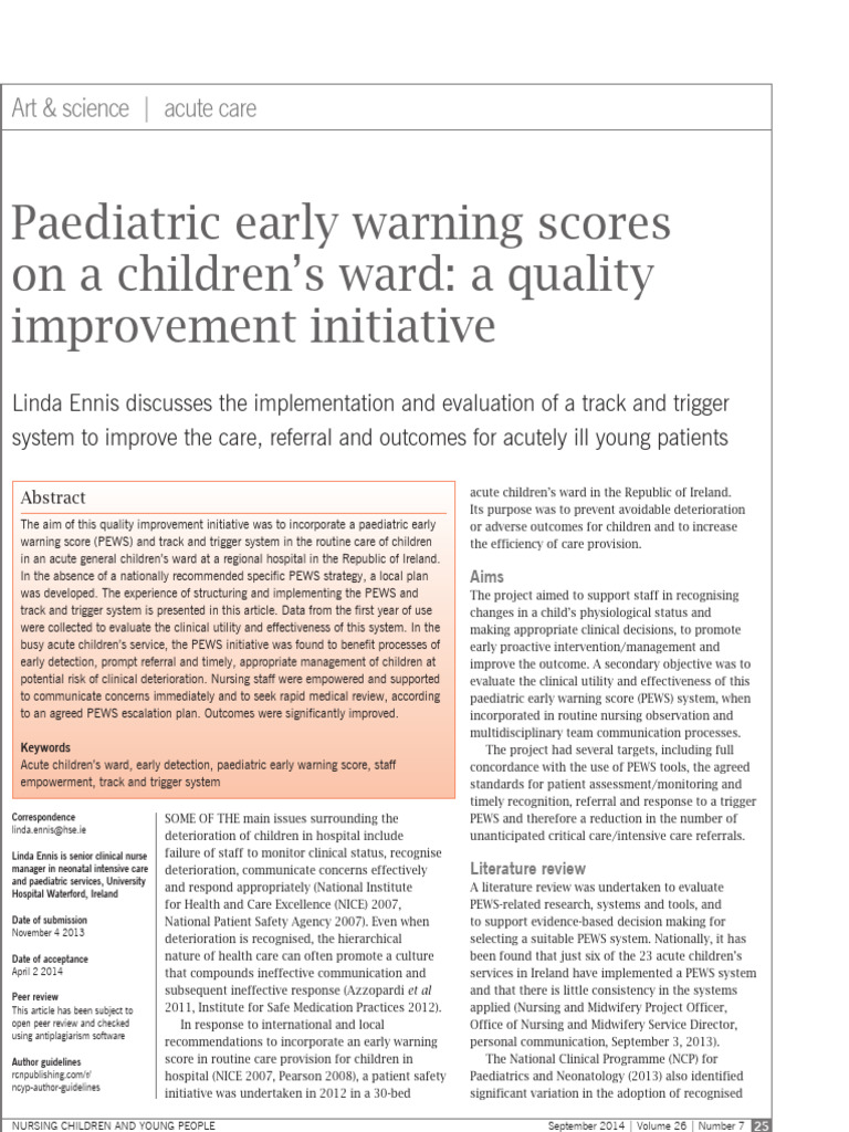 Paediatric Early Warning Scores | PDF | Hospital | Nursing