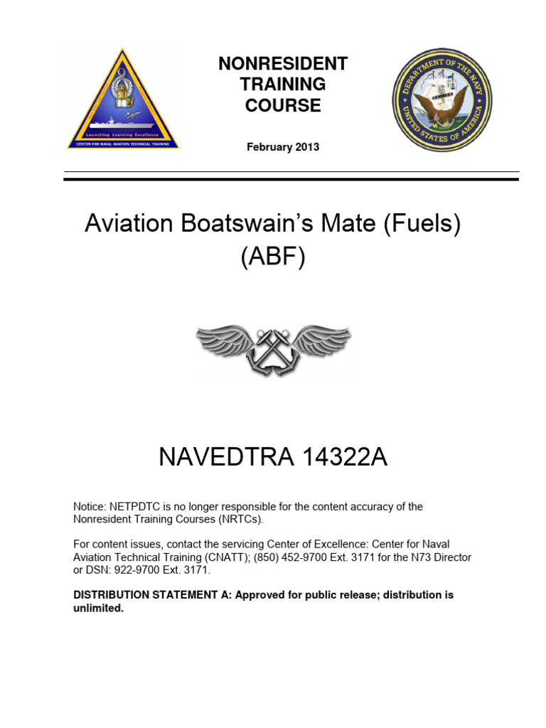 NAVEDTRA 14322A Aviation Boatswain's Mate Fuels (ABF) | PDF | Gasoline ...
