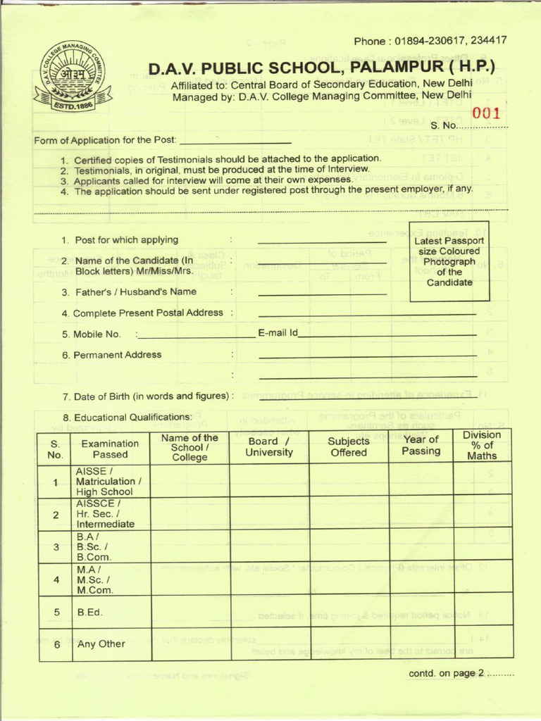 MAK - Form of Application For The Post ..... - Compressed | PDF