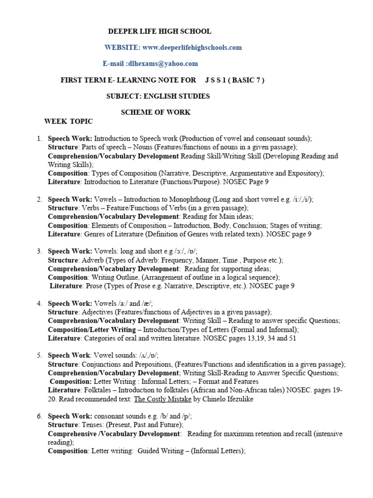 Basic 7 First Term English Lang. | PDF | Adjective | Linguistics