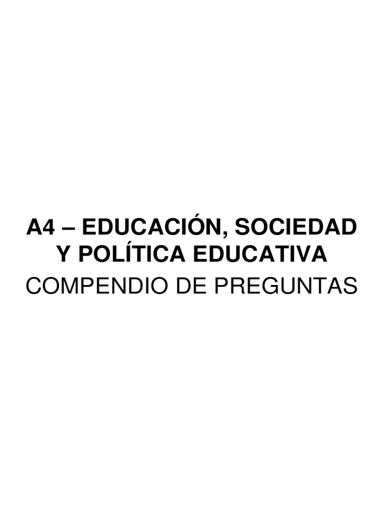 A4 - Compendio de Preguntas | PDF | Aprendizaje | Escuelas
