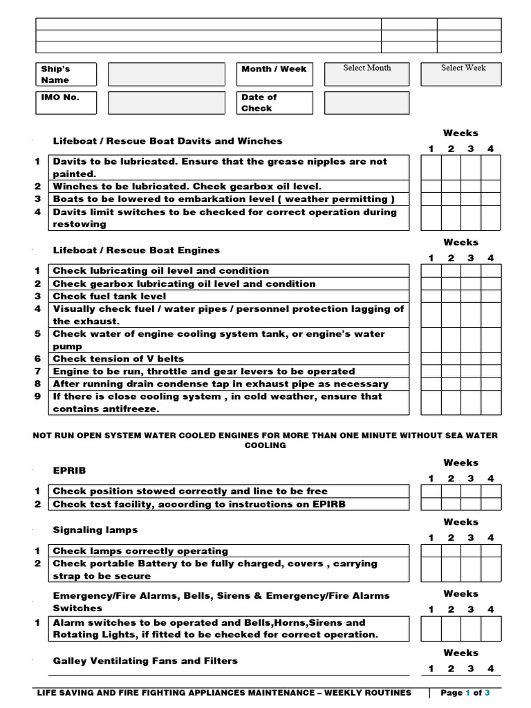 S-01 - Weekly FFA & LSA Maintenance Report | PDF