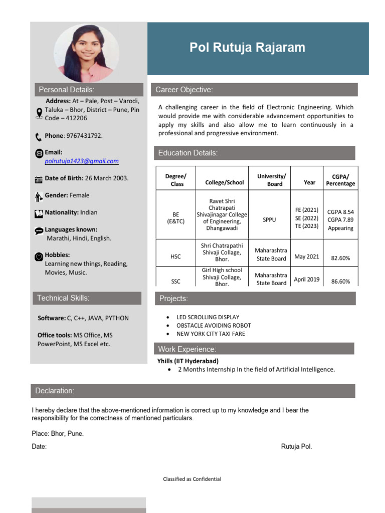 Rutuja Resume | PDF | Computer Science | Computing