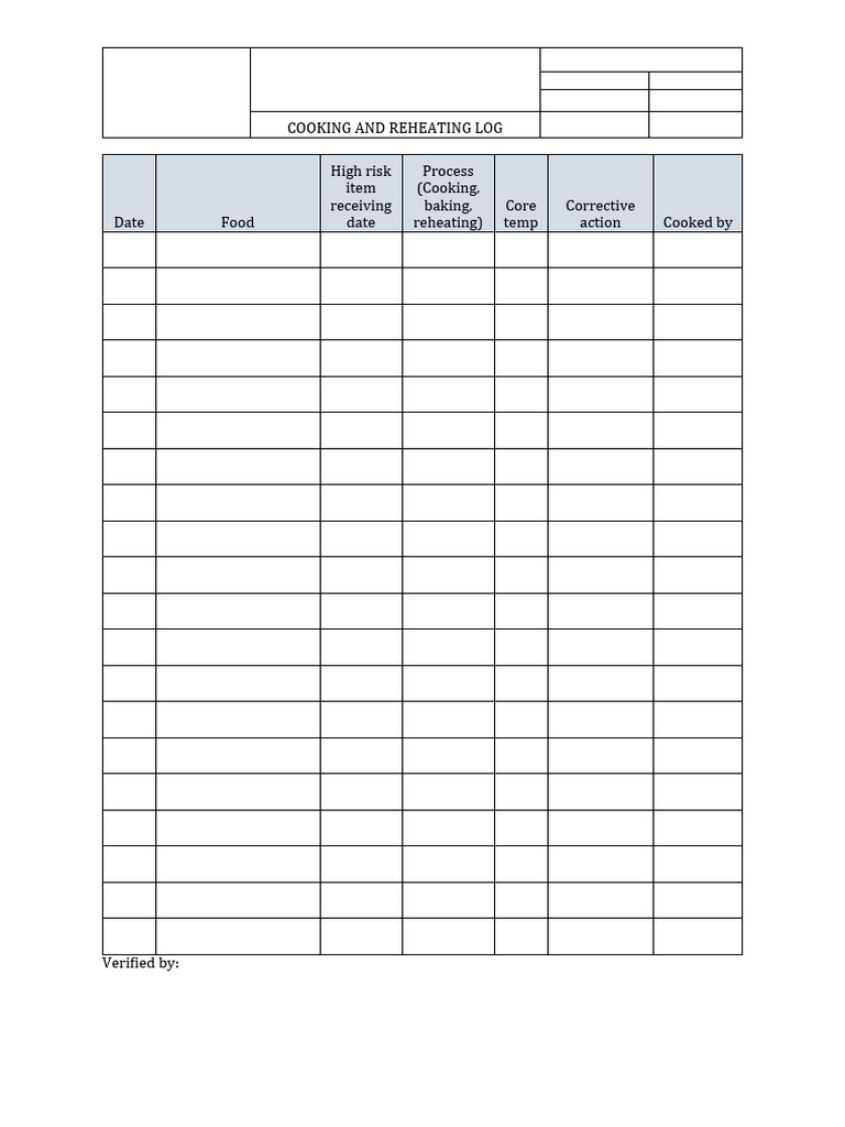 Am-Fsms-R 001 Cooking and Rehating Log | PDF