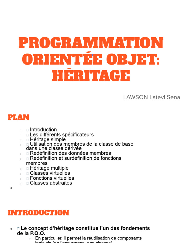 Héritage en Programmation Orientée Objet | PDF | Classe (informatique ...