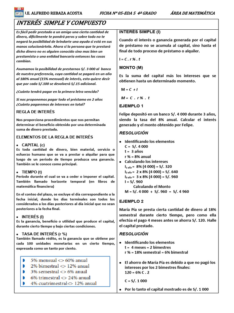 Interés Simple y Compuesto | PDF | Interés | Bancos
