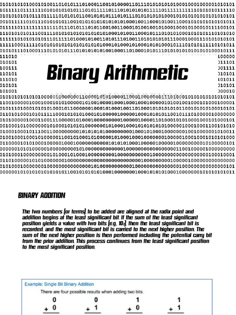 Binary Arithmetic | Download Free PDF | Subtraction | Mathematical Notation