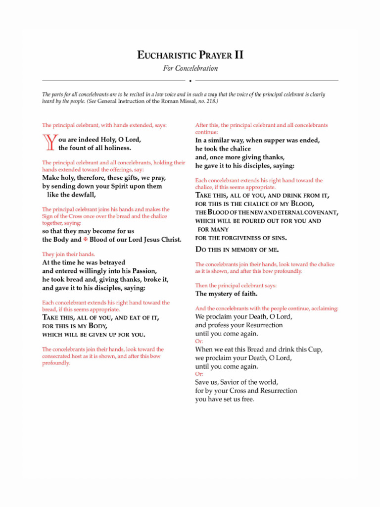 Eucharistic Prayer 2 | PDF | Eucharist | Catholic Liturgy