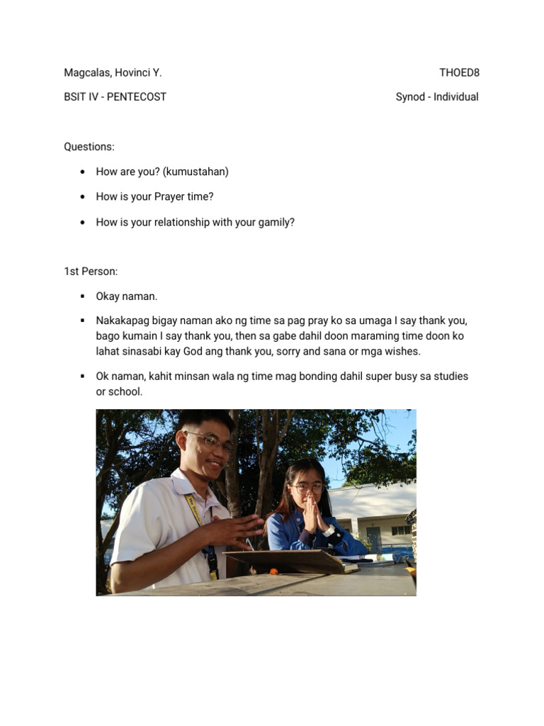 Synod THEOED8PENTECOST MAGCALAS, HOVINCI Y | PDF | Self-Improvement