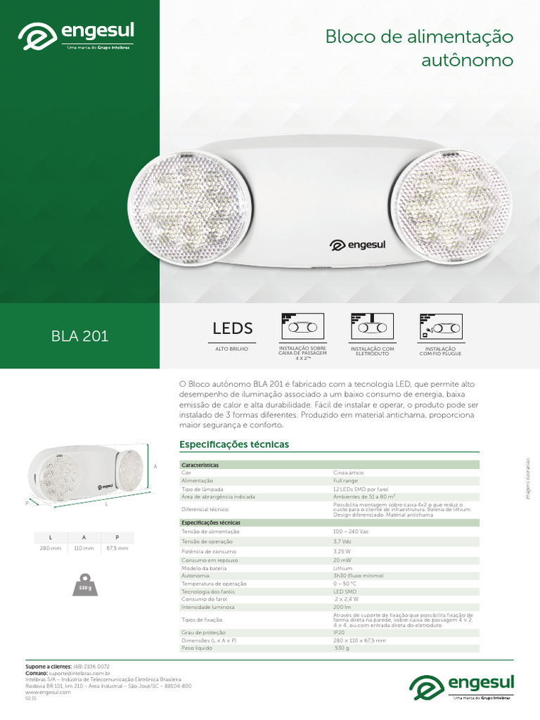 Datasheet - A4 - Bloco de Iluminacao Autonomo Bla 201 - v2 - Site 1 | PDF | Diodo emissor de luz ...