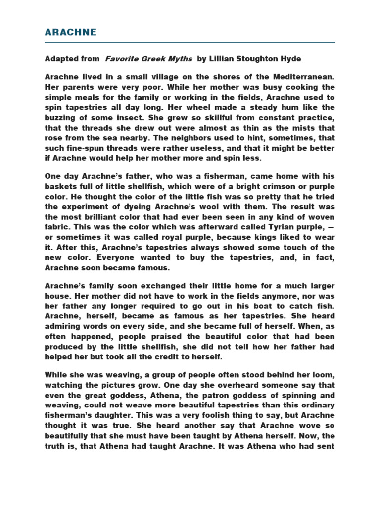 ARACHNE | PDF | Athena | Weaving