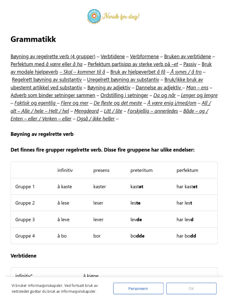 Grammatikk – Norsk for deg! | PDF