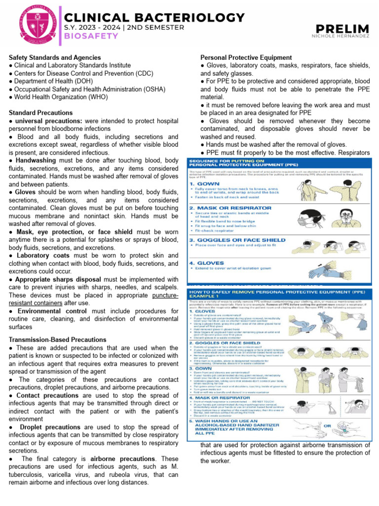 Clinical Bacteriology Lab (W01) | PDF | Infection | Personal Protective ...