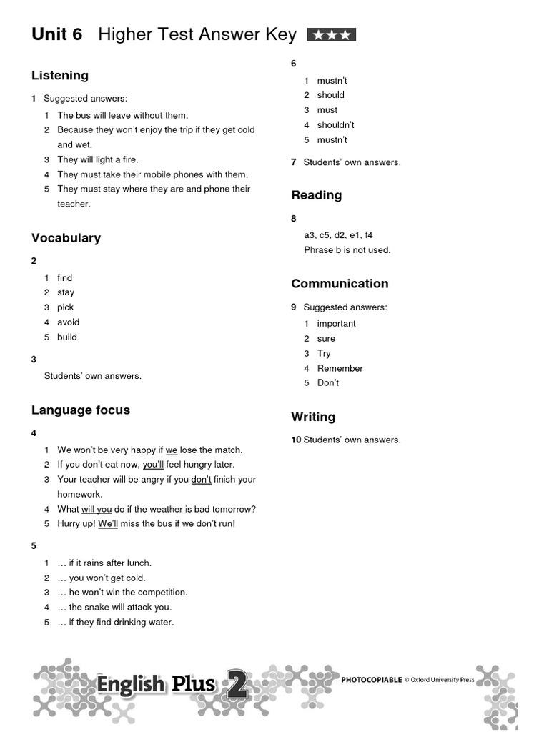 Unit 6 Higher Test Answers | PDF
