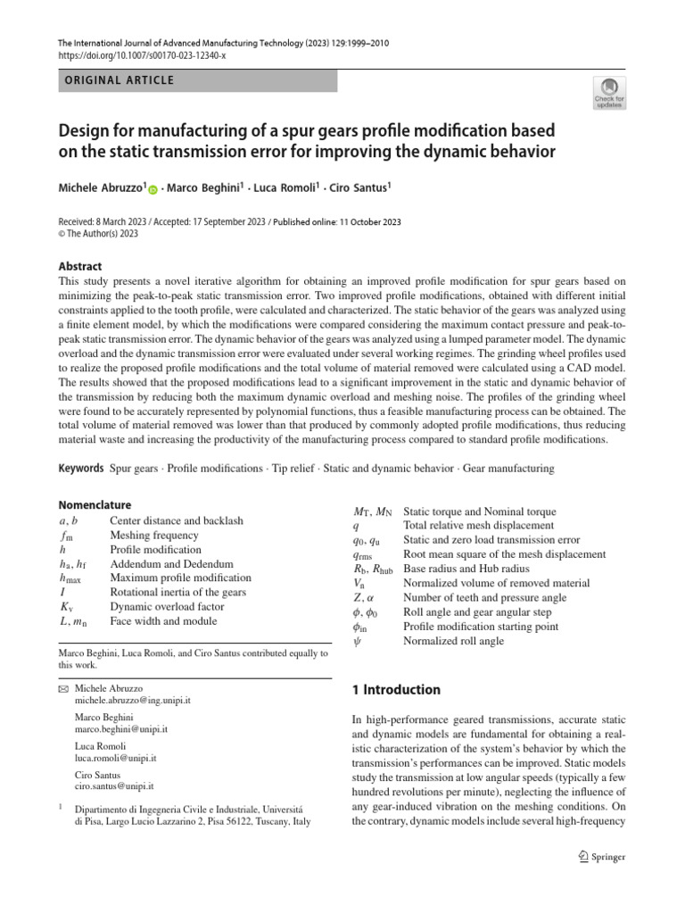 Design For Manufacturing of A Spur Gears Profile Modification Based On ...