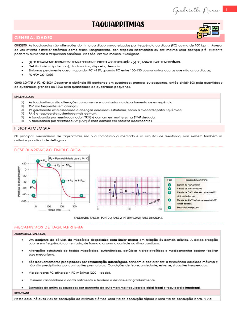 Arritmias - Por Gabrielle Nunes | PDF | Eletrocardiografia | Coração