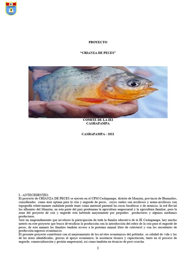 Proyecto de Cría de Peces en Cashapampa | PDF | Agricultura | Agua