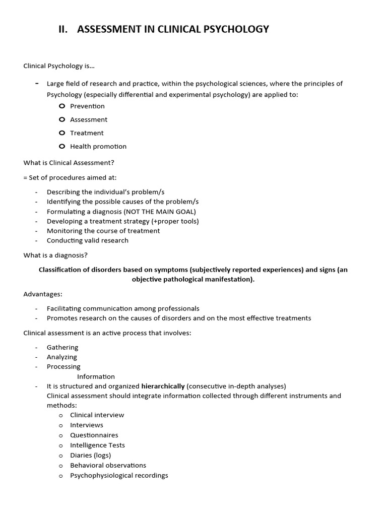 Assessment in Clinical Psychology | PDF | Wechsler Adult Intelligence Scale | Psychology