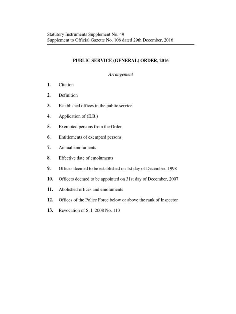 Public Service (General) Order, 2016 | PDF | Veterinary Medicine ...