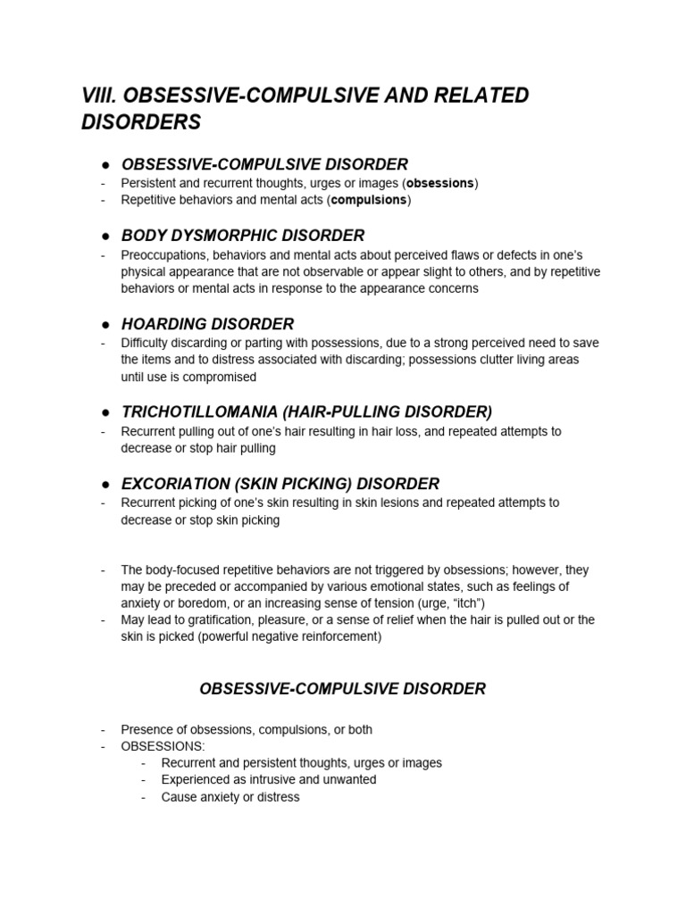 Obsessive-Compulsive and Related Disorders | PDF | Obsessive–Compulsive Disorder | Mental Disorder