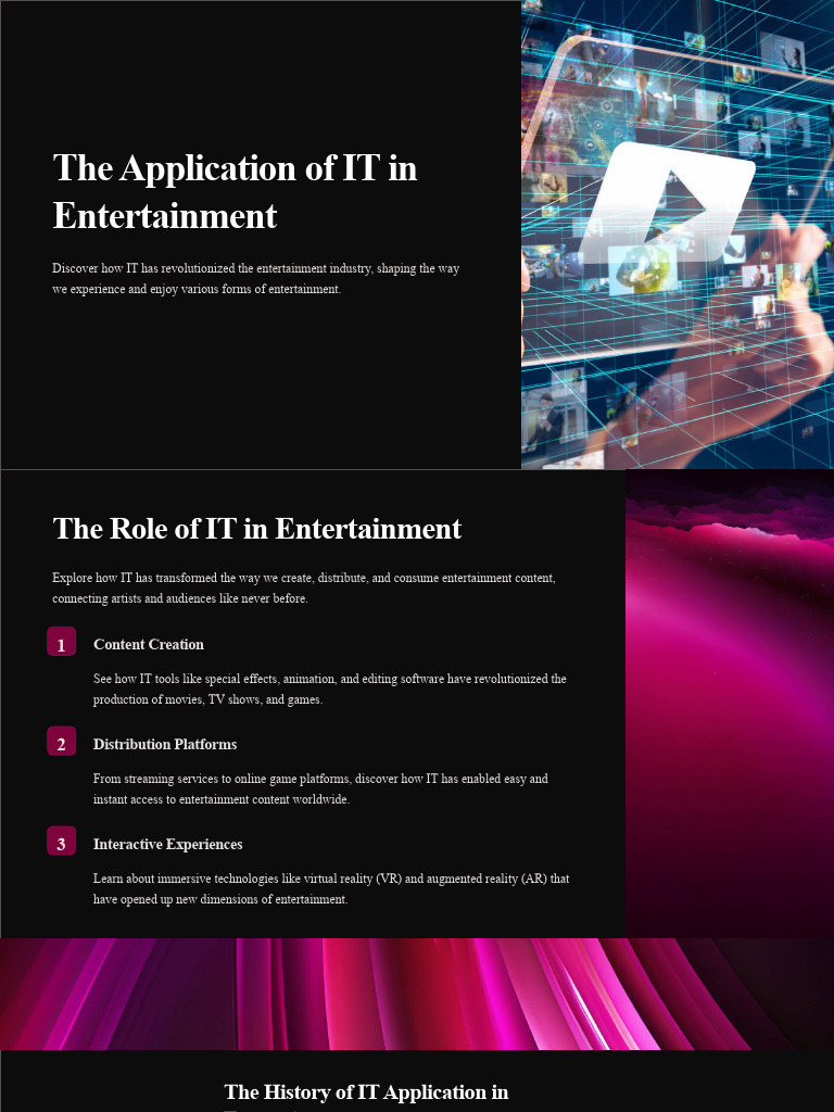 The Application of IT in Entertainment | PDF | Virtual Reality | Computer Generated Imagery
