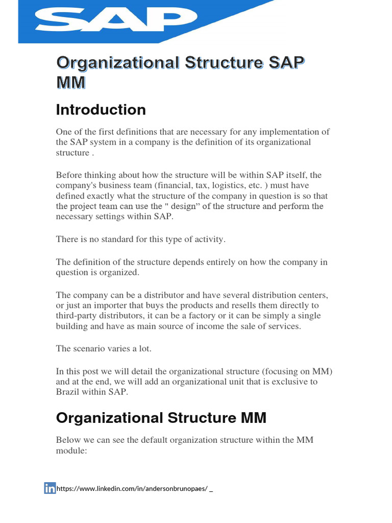 Organizational Structure SAP MM | PDF | Inventory | Logistics