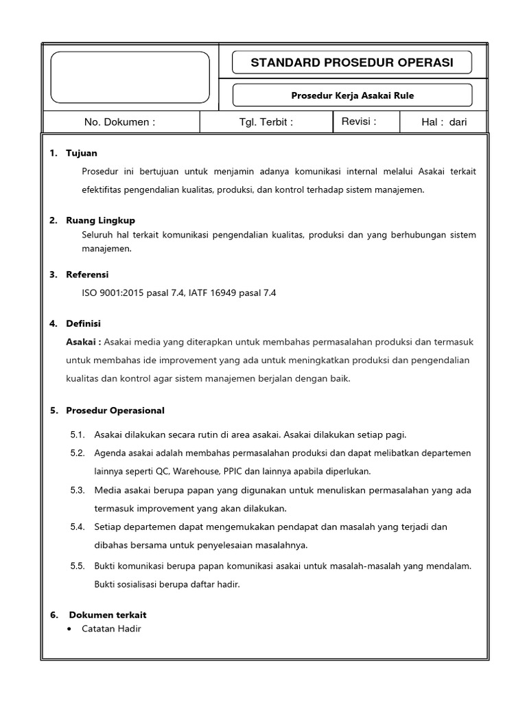 Prosedur Kerja Asakai dalam Manajemen Kualitas | PDF