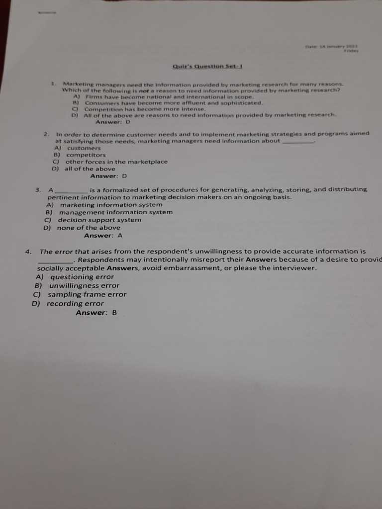 BRM Quiz Paper 1 | PDF