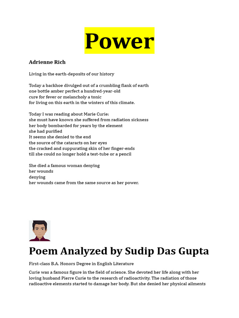 Power | PDF | Poetry | Marie Curie