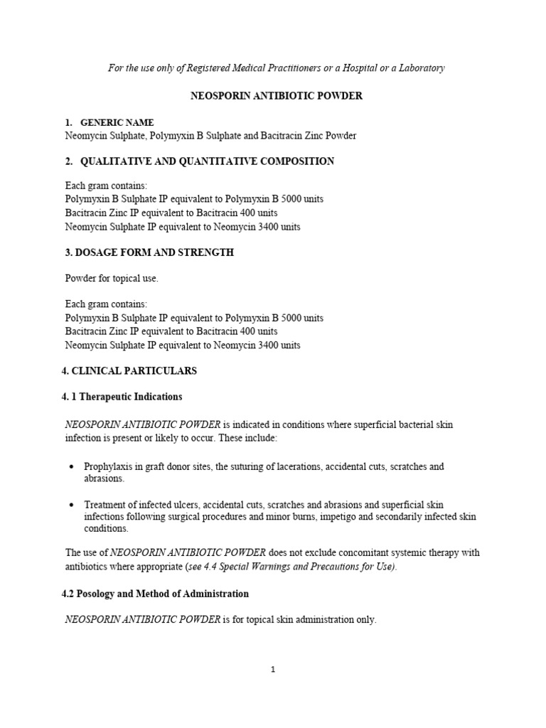 Neosporin Antibiotic Powder Overview | PDF | Bacteria | Ribosome