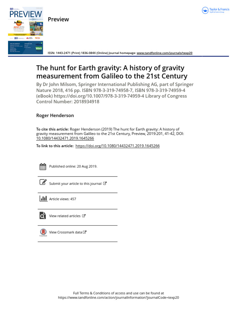 The Hunt For Earth Gravity A History of Gravity Measurement From ...