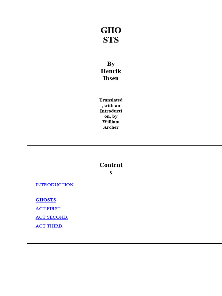 GHOSTS | PDF | Henrik Ibsen