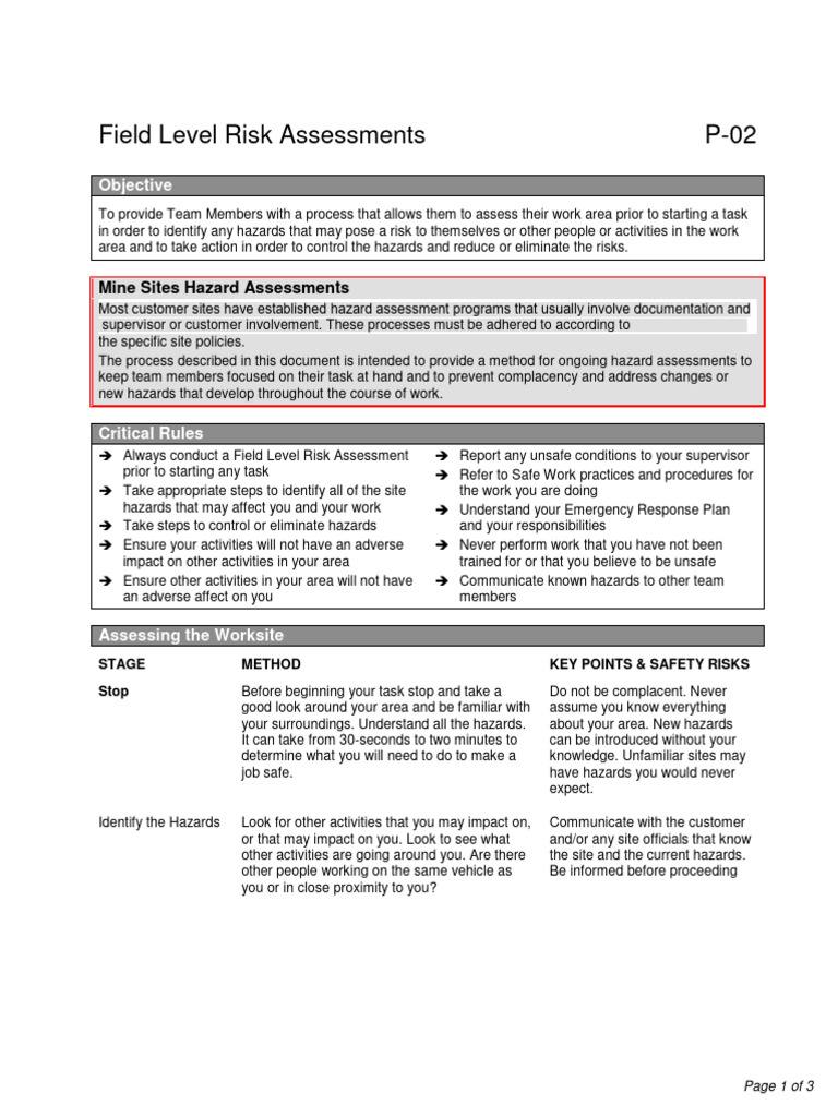 Field Level Risk Assessment Guide | PDF | Risk | Risk Assessment