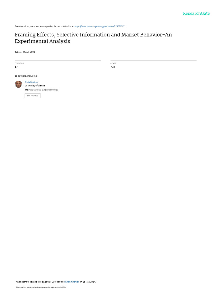 Framing Effects Selective Information and Market B | PDF | Market ...