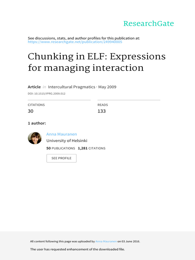 Chunking in Efl | PDF | Linguistics | English Language