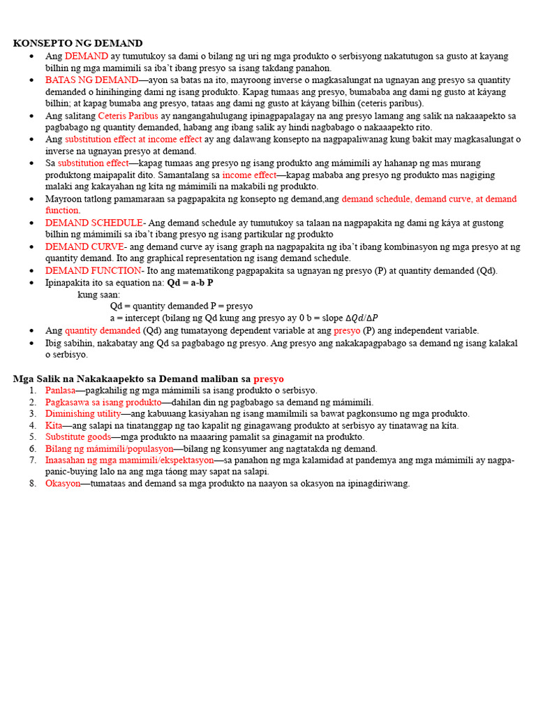 Konsepto NG Demand at Supply | PDF