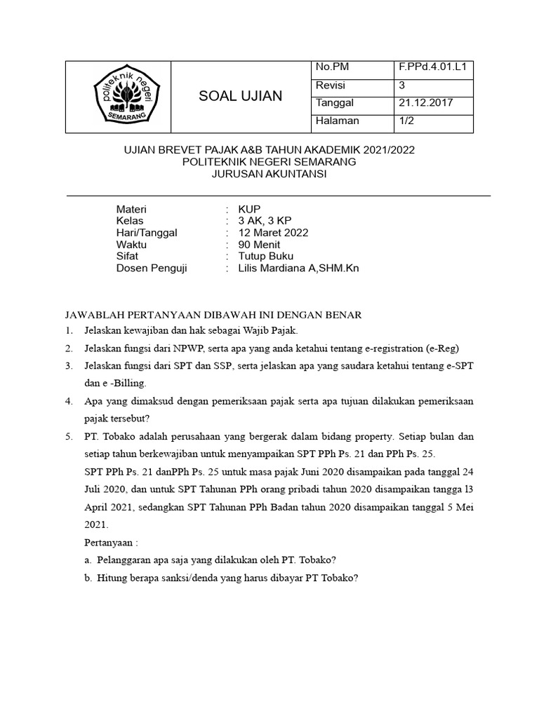 Soal Kup 2022 Pdf