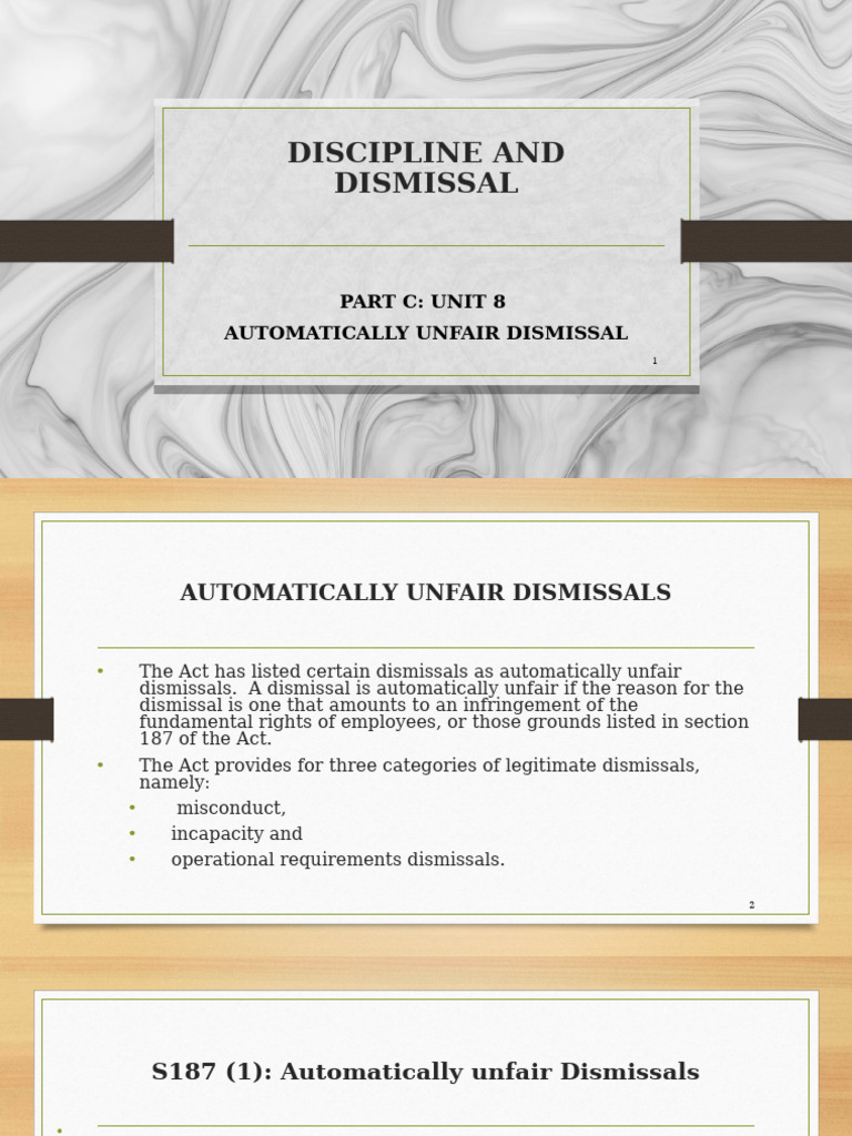 Automatically Unfair Dismissal S 187 | PDF | Lockout (Industry) | Strike Action