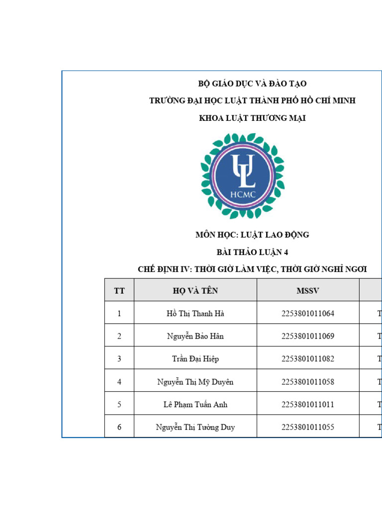 Luật Lao động TL4-nhóm 09-CD4 | PDF