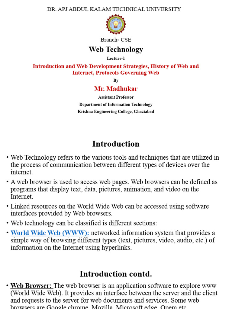 Lecture 1 | PDF | World Wide Web | Internet & Web