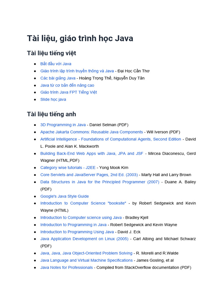 Tài liệu giáo trình học Java | PDF | Java (Programming Language) | Object Oriented Programming