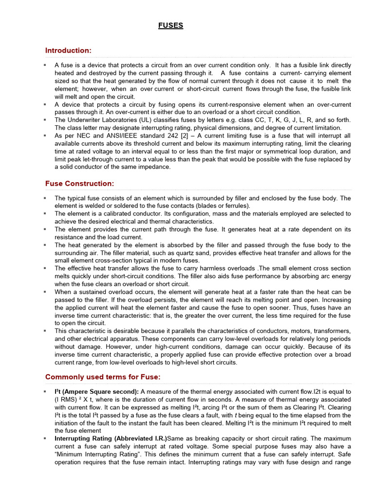 Technical Notes - Fuse | PDF | Fuse (Electrical) | Electrical Components