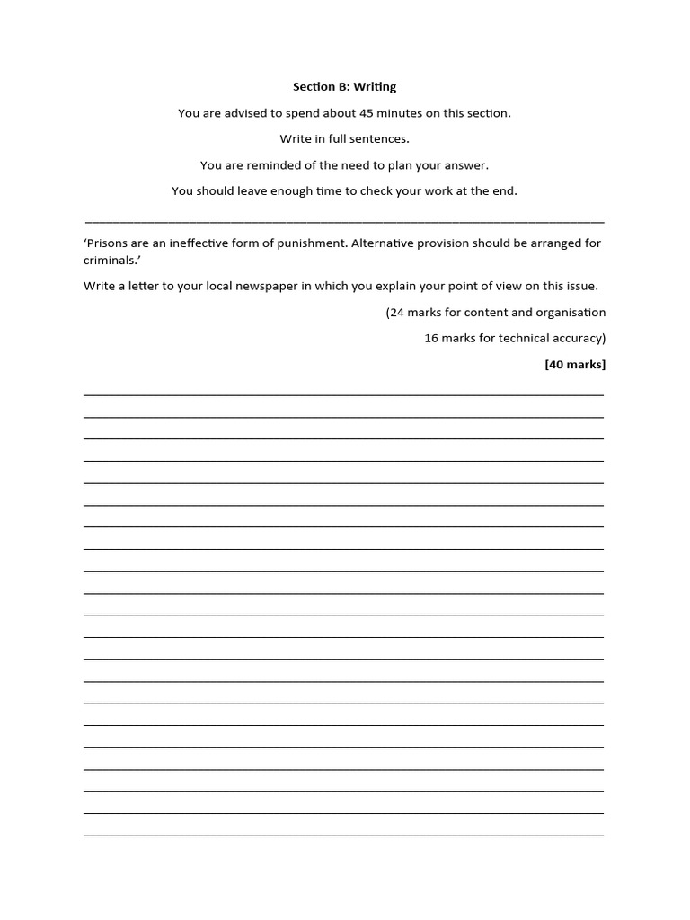 Language Paper Two Section B | PDF | Crime & Violence | Justice