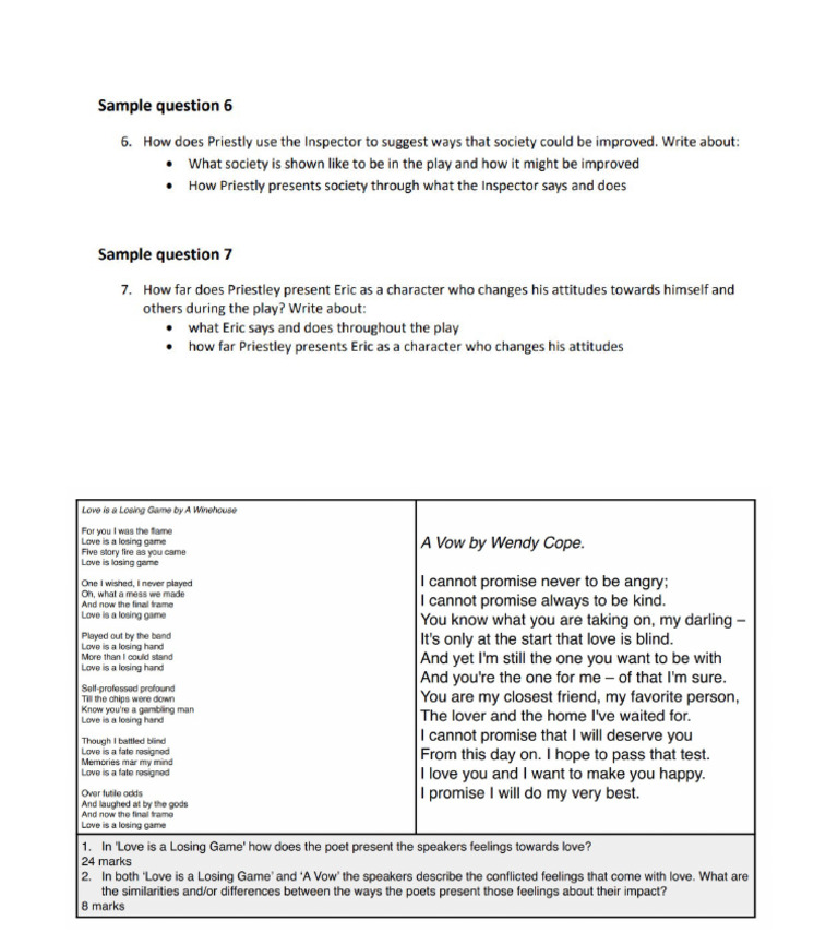 AIC and Unseen Practice Questions | PDF