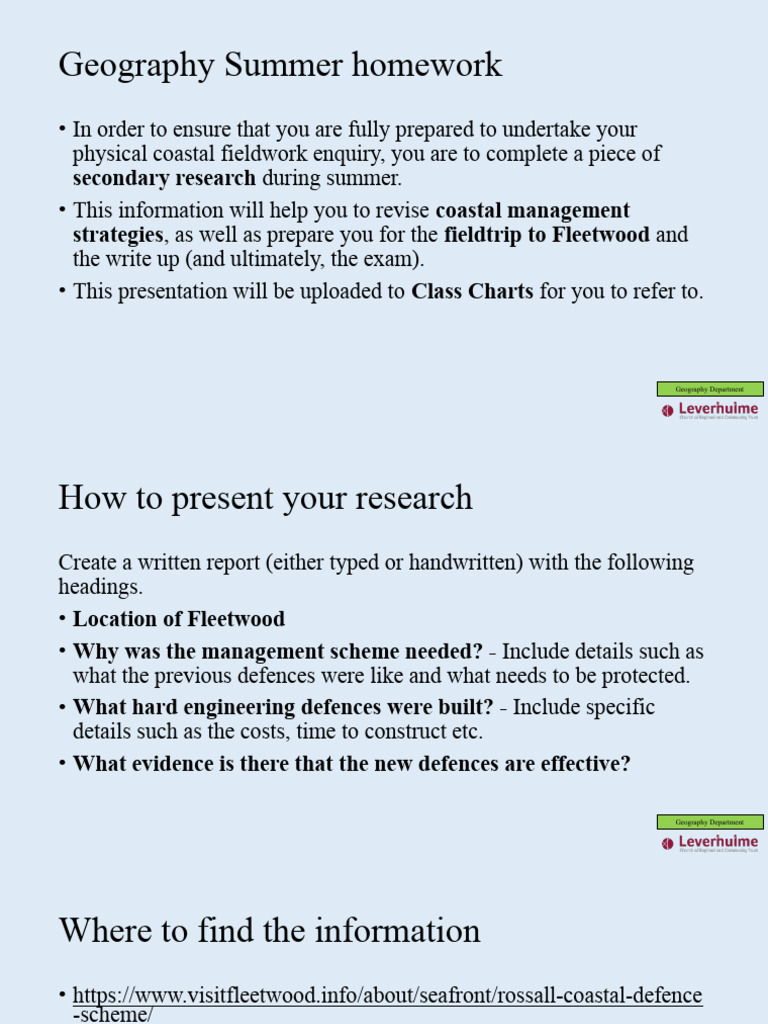 Year 10 Geography Summer Homework 2 | PDF