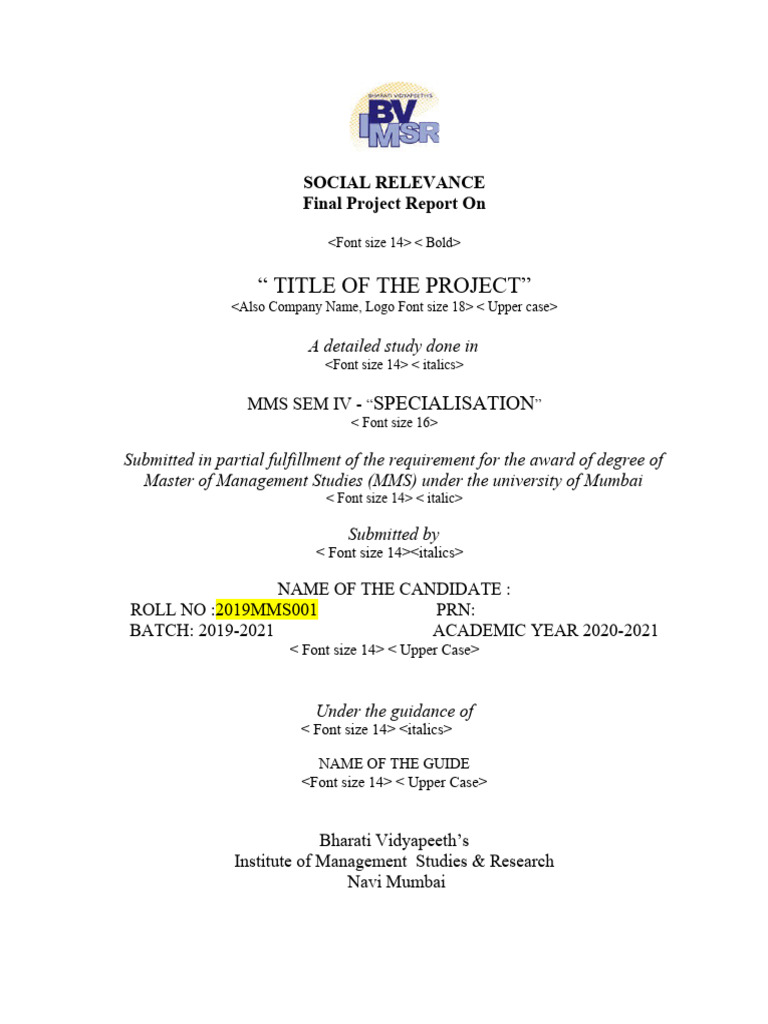 Social Relevance Project Report - Format - MMS | PDF | Books | Science
