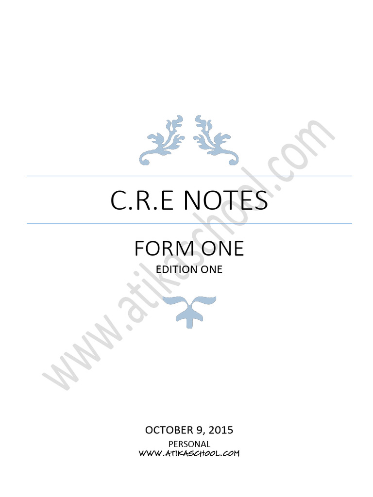 Cre Notes - Form One | PDF | Old Testament | The Exodus